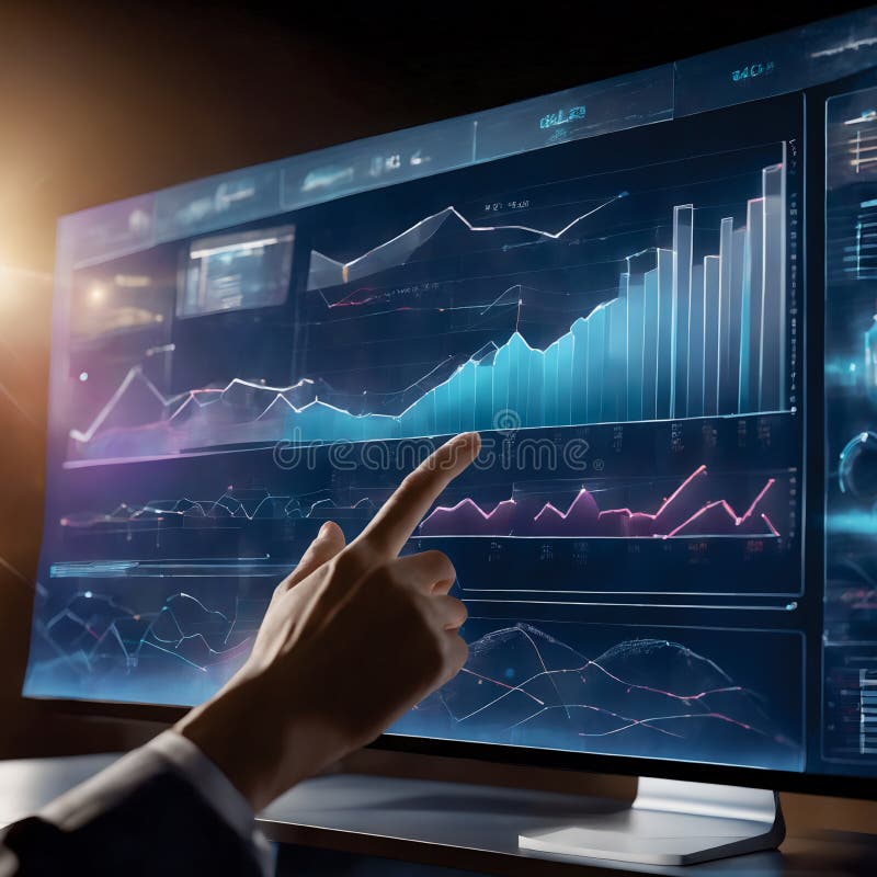 Businessman Using Tablet Analyzing Sales Data and Economic Growth Graph ...