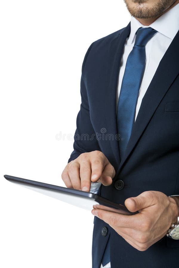 Businessman Using a Tablet Computer Stock Photo - Image of isolated ... Businessman Using a Tablet Computer Stock Photo - Image of isolated ...