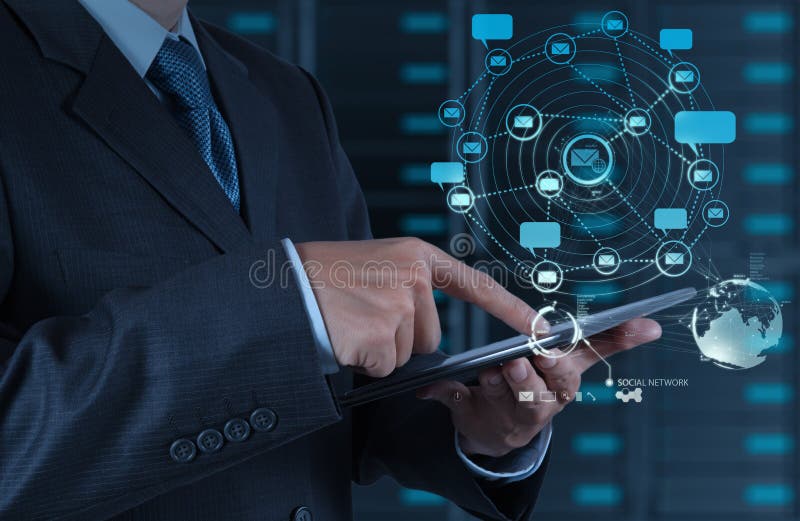 Businessman Using Tablet Computer Shows Internet a Stock Image - Image ...