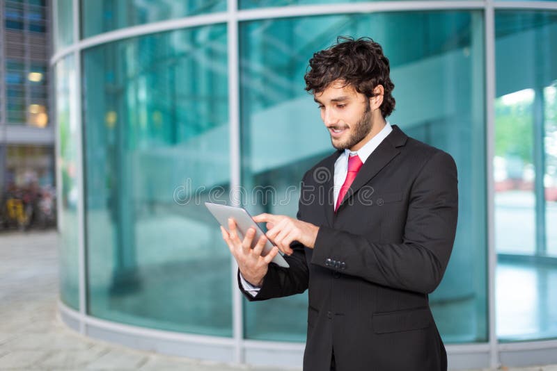 Businessman Using Tablet Computer Stock Photo - Image of shirt, smile ...