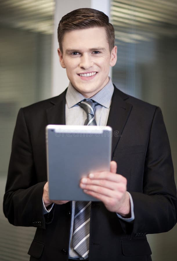 Businessman Using Tablet Pc Stock Image - Image of operating, portable ...