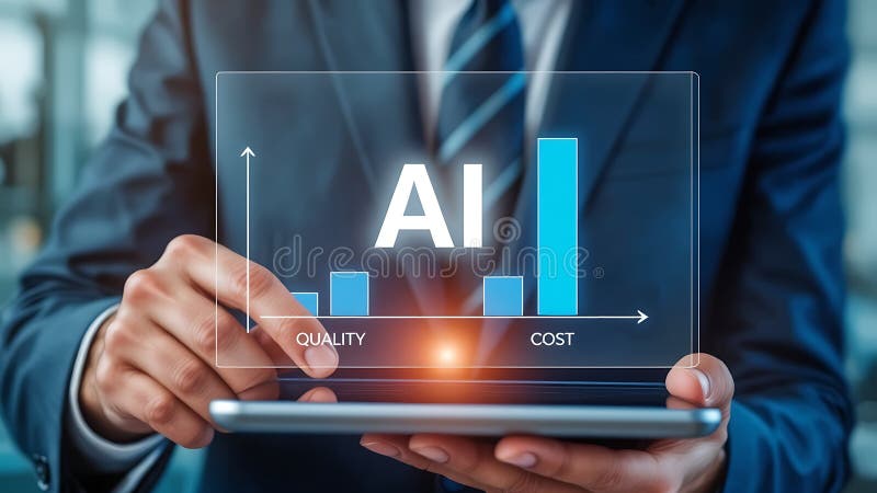 Businessman Using Tablet To Visualize Artificial Intelligence Improving ...