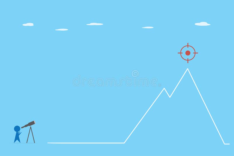Businessman Using Telescope Looking the Target on Mountain, Vision and ...