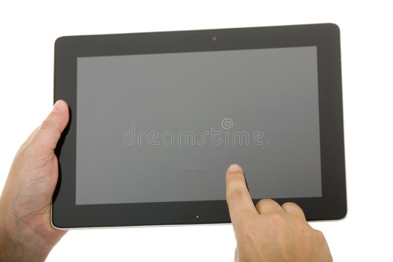 Businessman Using Touch Pad, Close Up Shot, Isolated Stock Photo ...