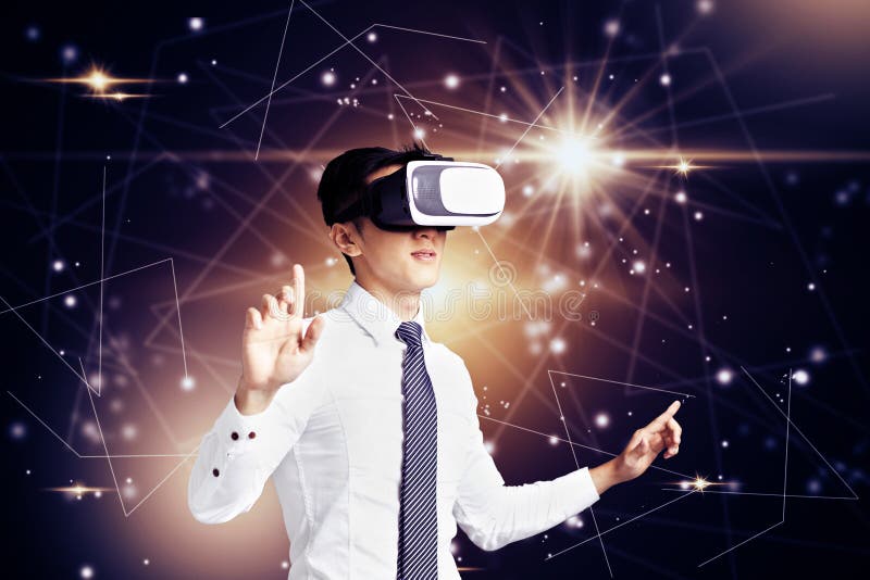 Businessman Using VR Computer and Modern Technology Concept Stock Image ...