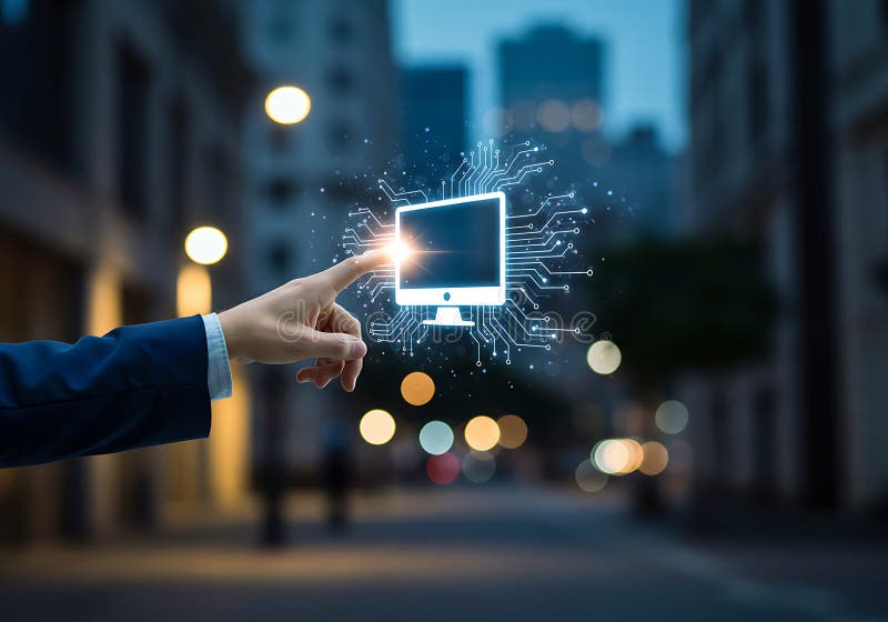 Businessman Using Digital Interface for Technology Innovation and ...