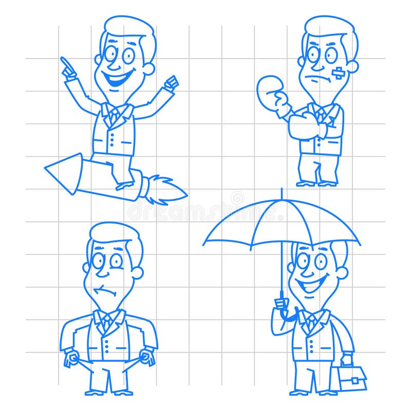 Doodle Businessman Business and Development Stock Vector - Illustration ...