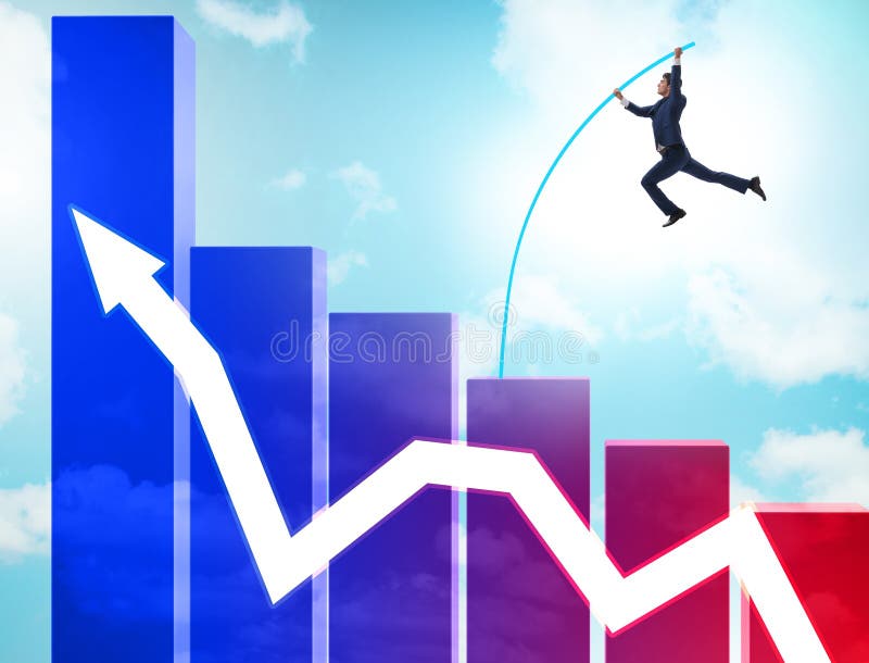 Businessman Vault Jumping Over Bar Charts Stock Image - Image of ...