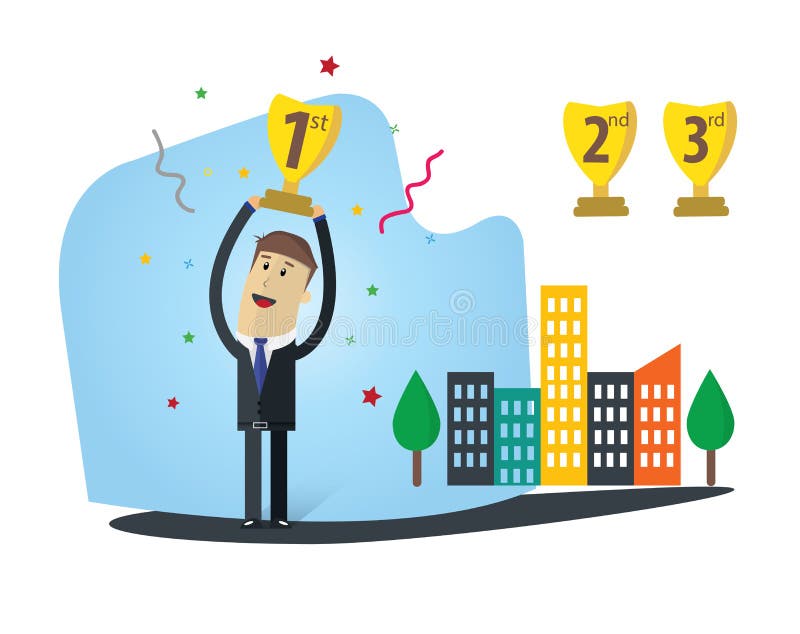 Businessman Vector Illustration. Winner with First Position. Stock ...