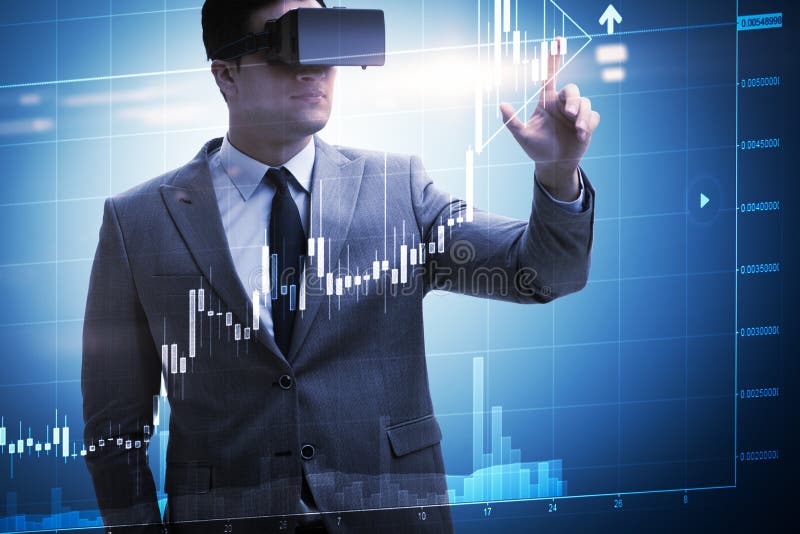 The Businessman in Virtual Reality Trading on Stock Market Stock Image ...