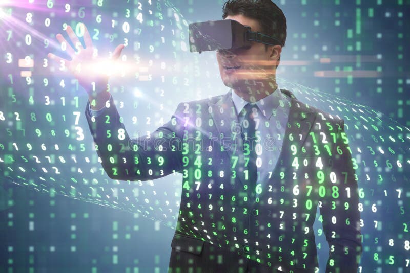 The Businessman in Virtual Reality Trading on Stock Market Stock Photo ...
