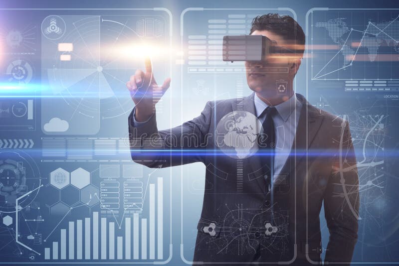 The Businessman in Virtual Reality Trading on Stock Market Stock Image ...