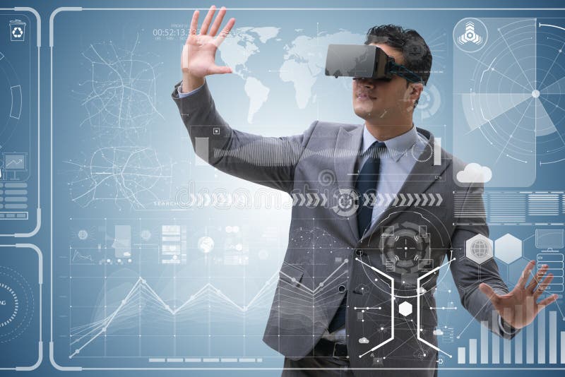 The Businessman in Virtual Reality Trading on Stock Market Stock Photo ...