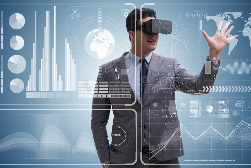 The Businessman in Virtual Reality Trading on Stock Market Stock Image ...