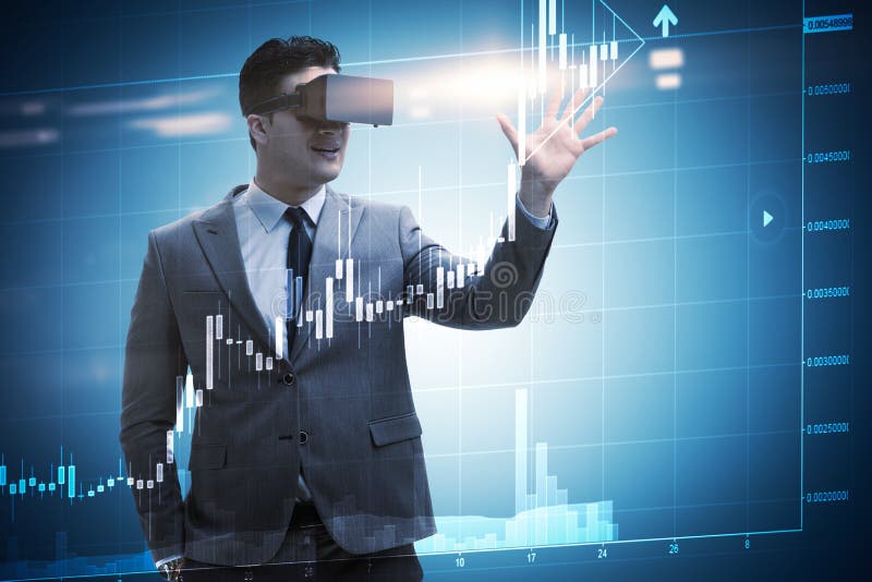 The Businessman in Virtual Reality Trading on Stock Market Stock Image ...