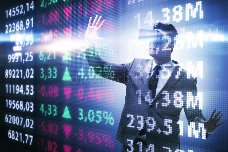 The Businessman in Virtual Reality Trading on Stock Market Stock Photo ...