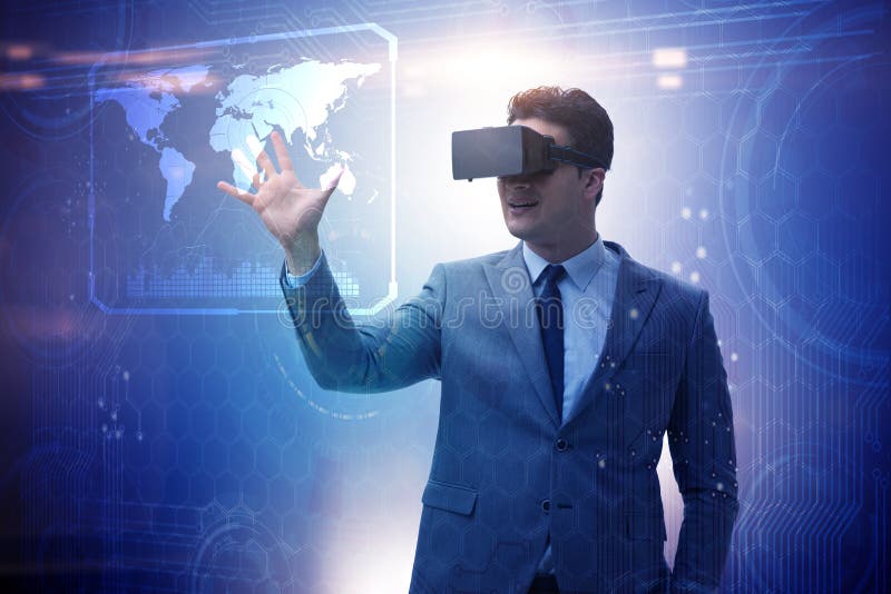 The Businessman in Virtual Reality Trading on Stock Market Stock Image ...