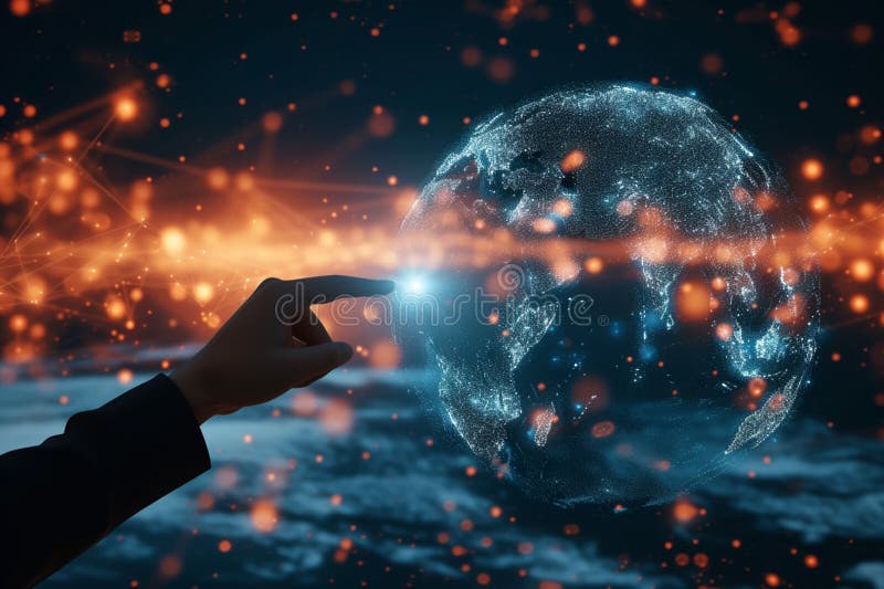 Businessman in Virtual World Global Network Connection, Big Data ...