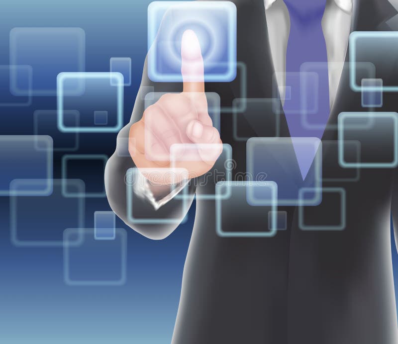 Businessman of Visual Touch Screen Stock Vector - Illustration of ...