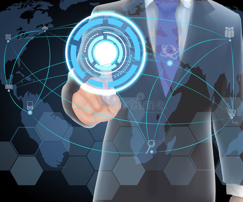 Businessman of Visual Touch Screen. Stock Vector - Illustration of hand ...