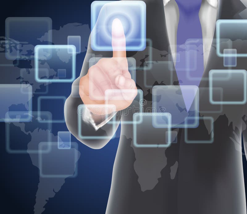 Businessman of Visual Touch Screen Stock Vector - Illustration of ...