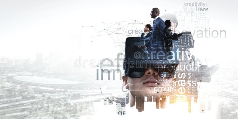 Abstract Image of Virtual Reality Experience, a Man in VR Glasses Stock ...