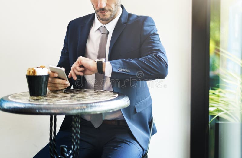 Businessman Waiting Coffee Break Concept Stock Image - Image of waiting ...