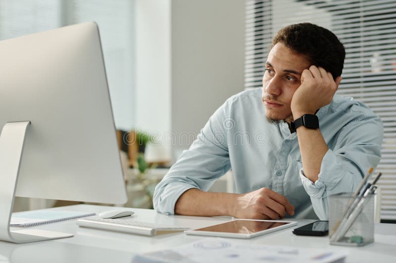 Businessman Waiting for Page Uploading Stock Photo - Image of coworking ...