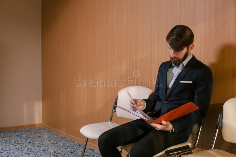 Businessman waiting stock image. Image of hipster, conference - 87437635