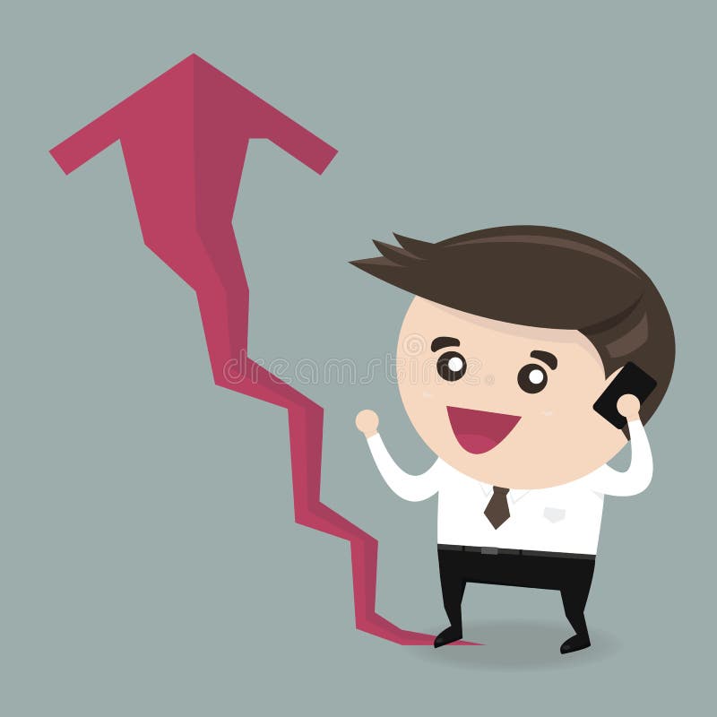 Businessman Walk with Smart Phone and Arrow Up Stock Illustration ...