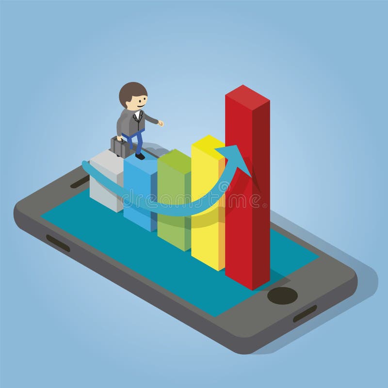 Businessman Walk Up To High Graph Stock Vector - Illustration of adult ...