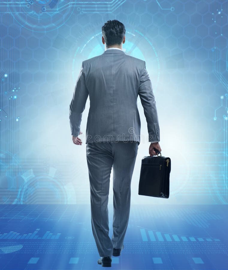 Businessman Walking Away from the Camera Stock Image - Image of idea ...