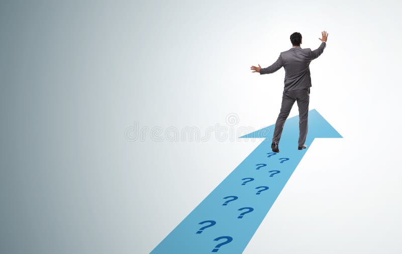 Businessman Walking Away on Question Footpath Stock Image - Image of ...