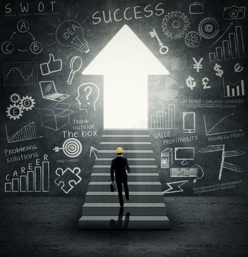 Businessman Walking into Bright Future Stock Illustration ...