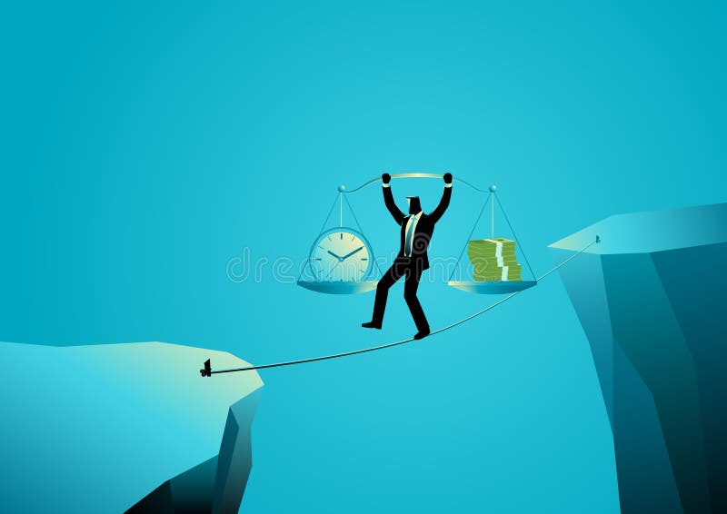 Businessman Silhouette Ravine Balance Money Time Stock Vector ...