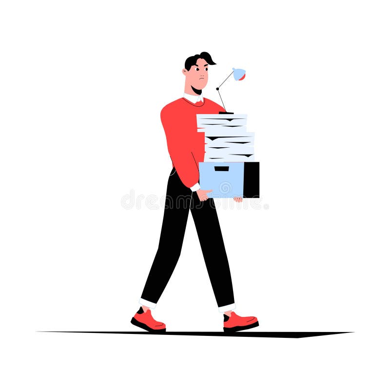 Businessman Carrying Stack of Paperwork in Flat Vector Illustration ...