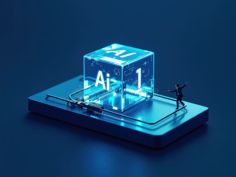 Businessman Walking on Mousetrap with Artificial Intelligence Cube ...