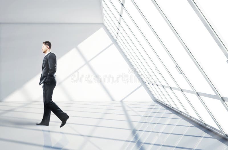 Businessman Walking in Office Stock Image - Image of blank, domestic ...