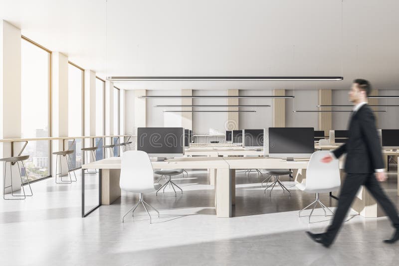 Businessman Walking in Office Room Stock Photo - Image of modern ...