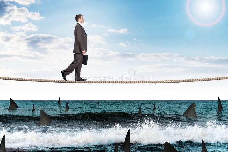 Businessman Walking on Rope Stock Image - Image of male, caucasian ...