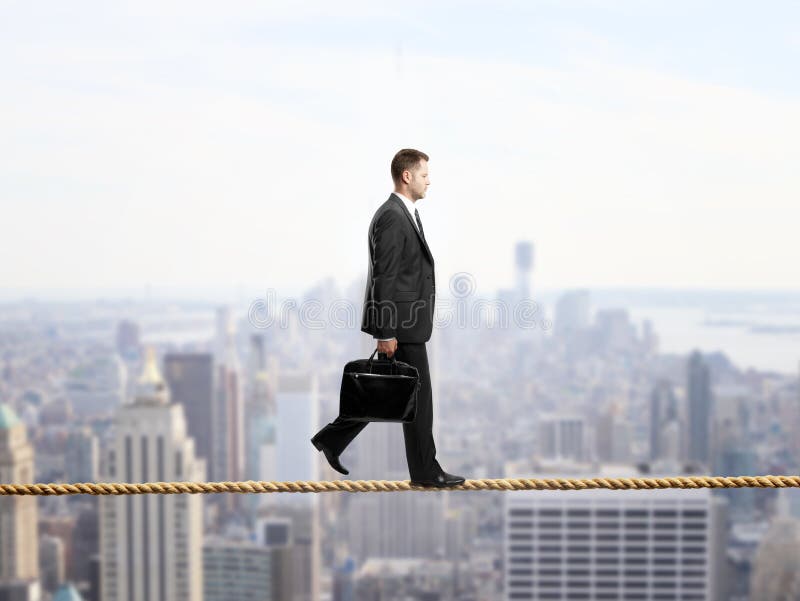 Businessman Walking on a Rope Stock Photo - Image of collar ...