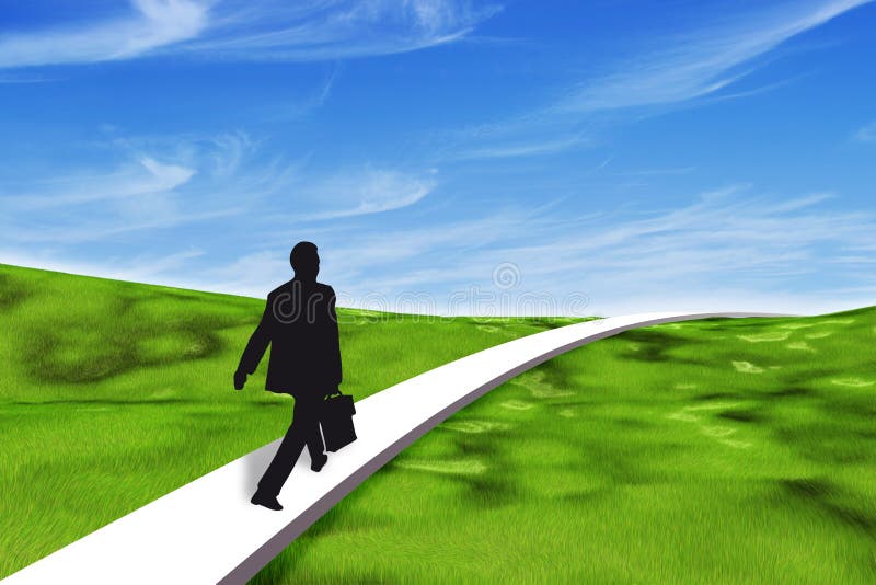Businessman Walking on a Single Path Stock Illustration - Illustration ...