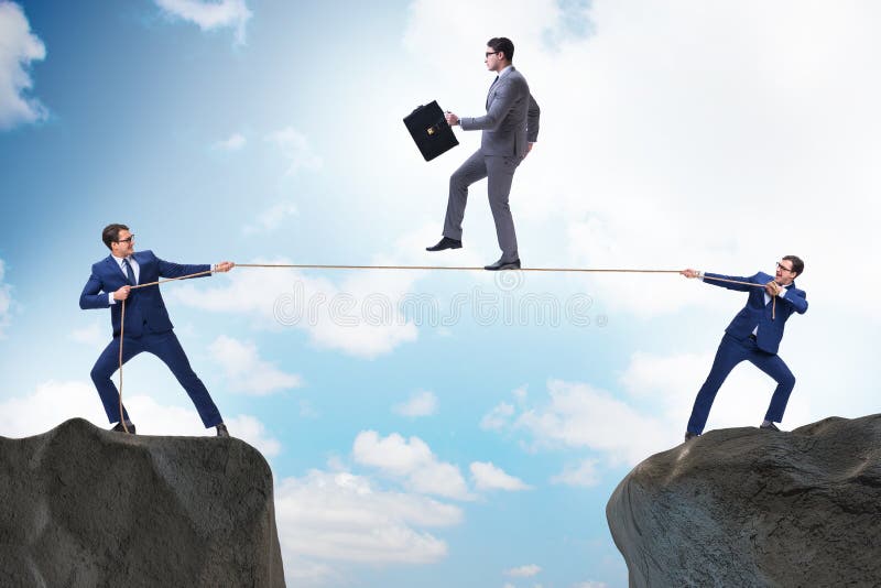 The Businessman Walking on Tight Rop in Business Concept Stock Photo ...