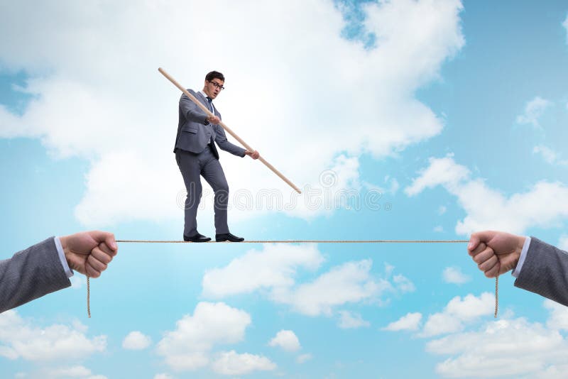 Businessman Walking on Tight Rope Stock Image - Image of acrobatic ...