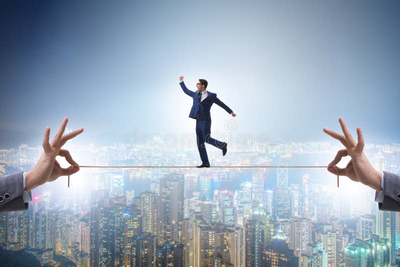 Businessman Walking on Tight Rope Stock Photo - Image of confident ...