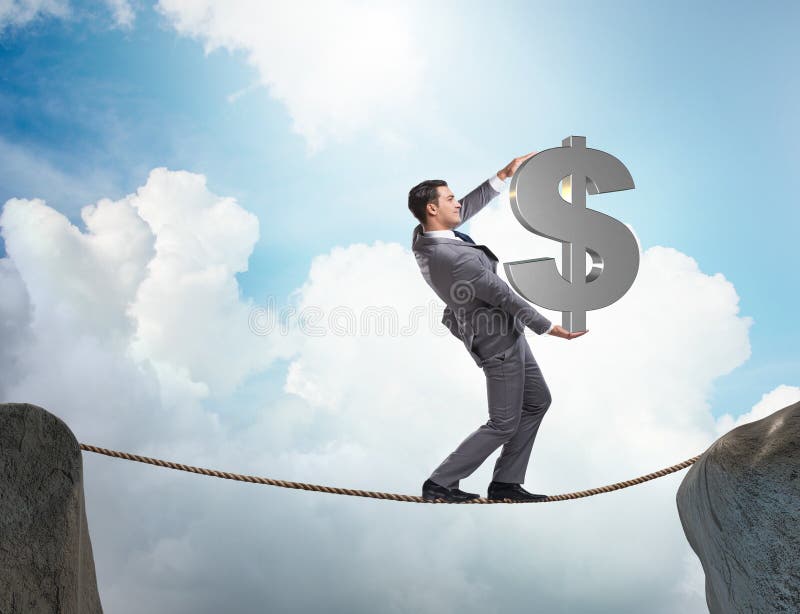 Businessman Walking on Tight Rope Stock Photo - Image of high, cable ...