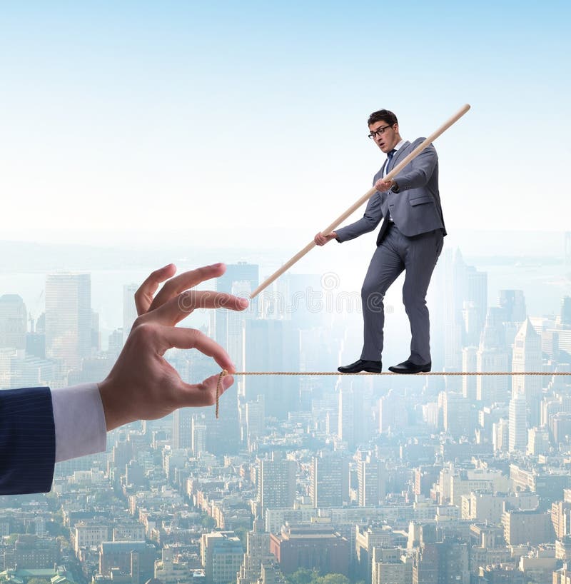 Businessman Walking on Tight Rope Stock Illustration - Illustration of ...