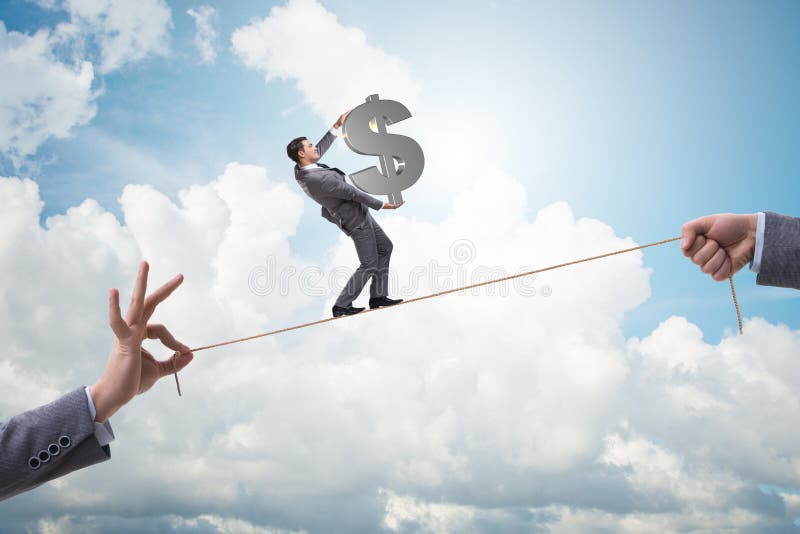 The Businessman Walking on Tight Rope Stock Image - Image of courage ...
