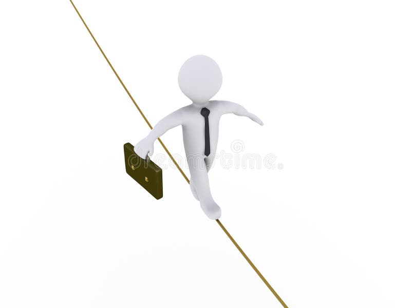 A Man Is Walking On A Tightrope. Vector Drawing Stock Vector ...