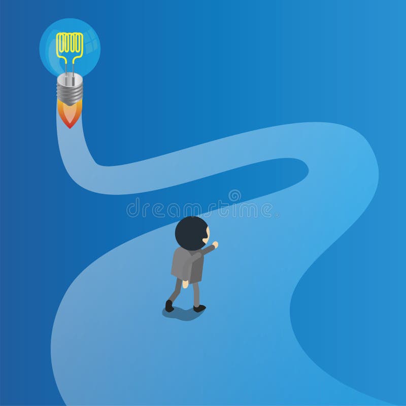 Businessman Walking To Light Bulb Stock Vector - Illustration of ...